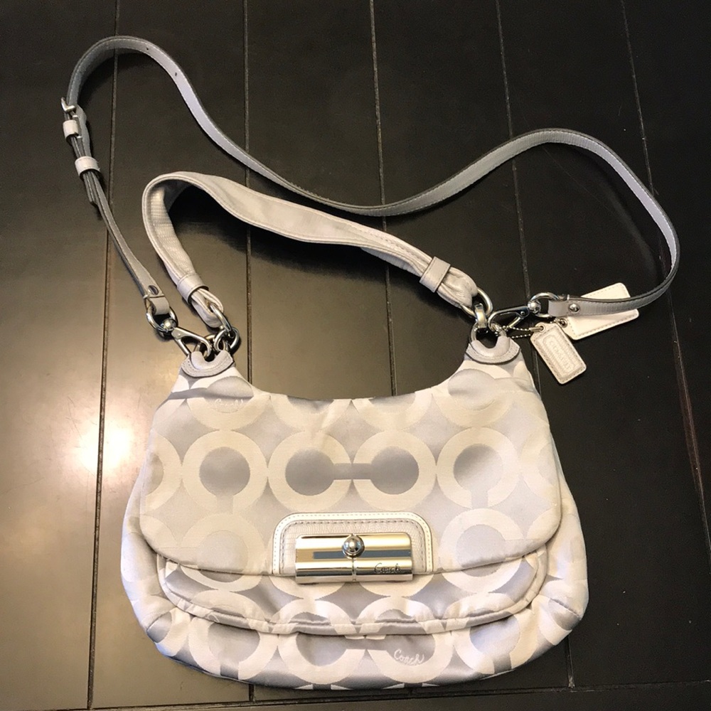 Authentic Coach Convertible Silver Hobo Bag - Gem